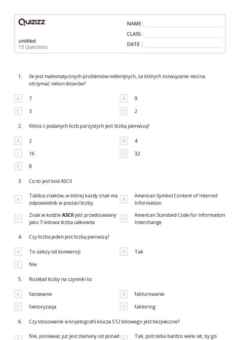 Ponad Liczby Zespolone Arkuszy Roboczych Dla Klasa W Quizizz