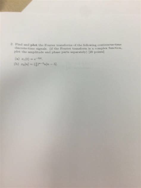 solved find and plot the fourier transforms of the following