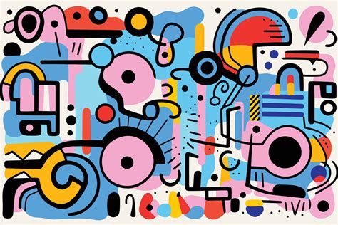 Colorful Geometric Shapes In Different Colors In The Style Of