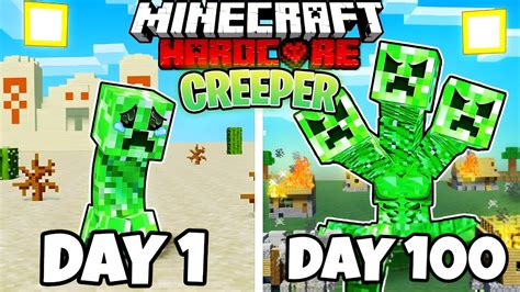 I Survived 100 DAYS As A CREEPER In HARDCORE Minecraft YouTube