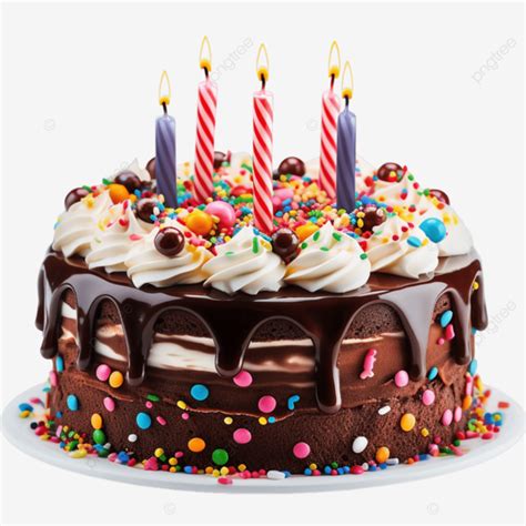 Birthday Cake With Candles Isolated On Transparent Background Birthday