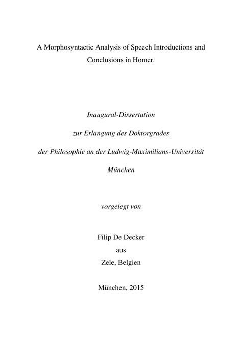 pdf a morpho syntactic analysis of speech introductions and conclusions in homer