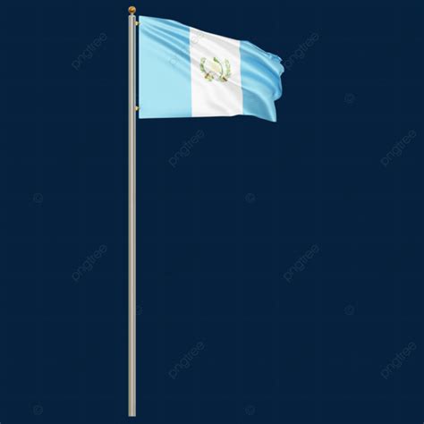 Bandera De Guatemala Con Asta PNG Bandera De Guatemala Ondeando