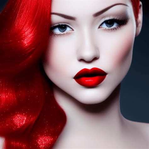 The Most Beautiful Woman Red Lips Red Hair Fair Skin Equal Realistic Hyperdetailed With Glitter