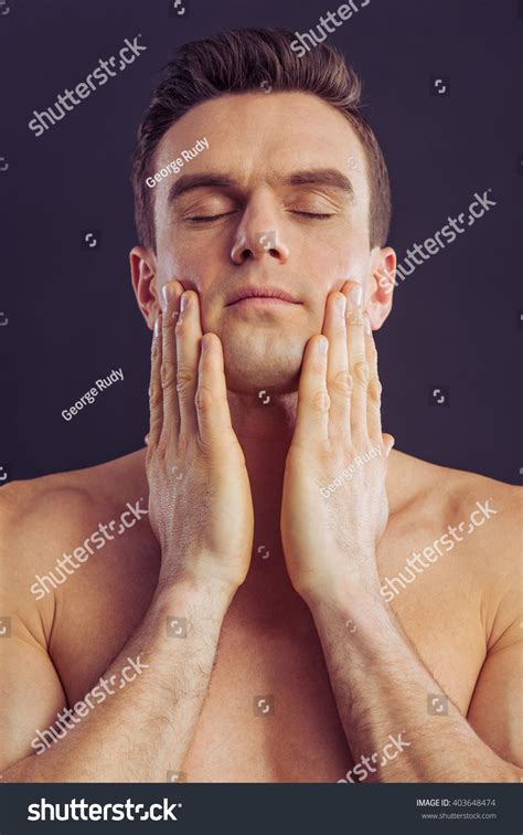 Portrait Handsome Naked Man Touching His Stock Photo 403648474