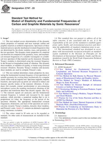 astm c747 23 standard test method for moduli of elasticity and fundamental frequencies of