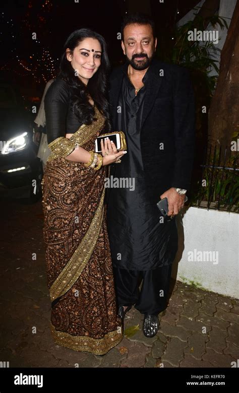 Mumbai India 20th Oct 2017 Indian Film Actor Sanjay Dutt With Wife