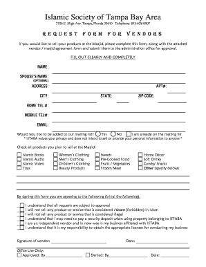 Fillable Online Istaba VENDOR INFORMATION SHEETdoc Fax Email Print
