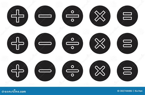 Basic Math Symbols In Line Style Addition Subtraction Division