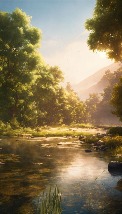 Lexica Illustrate A Serene Peaceful Nature Scene In Summer This