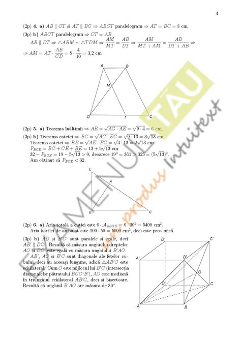 Rezolvare Modele Subiecte Evaluare Nationala Clasa 8 2021 Matematica