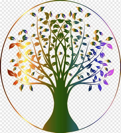 Silueta Prismático Oro Árbol de la vida Árbol Hojas Enmarcado