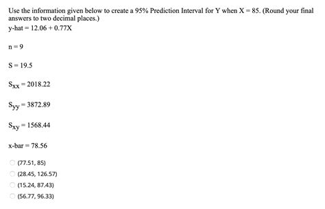 solved use the information given below to create a 95