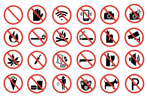 prohibición señales un grande conjunto de prohibitorio señales