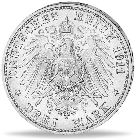 Königreich Württemberg 3 Mark 1911 Hochzeit Jaeger 177b