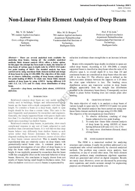 pdf ijert non linear finite element analysis of deep beam ijert journal