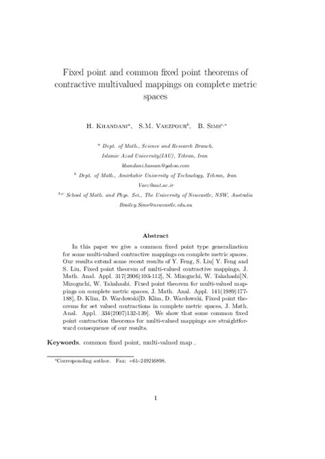 pdf fixed point and common fixed point theorems of contractive multivalued mappings on