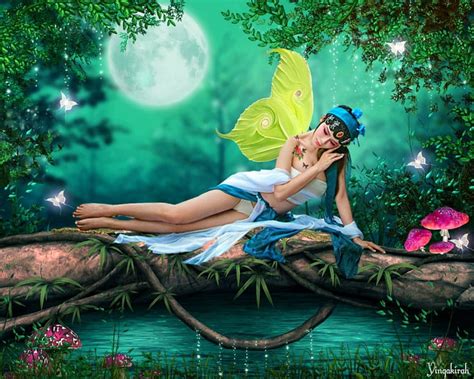 Enchanted Beauty Moon Fantasy Art Magical Forest Woman HD