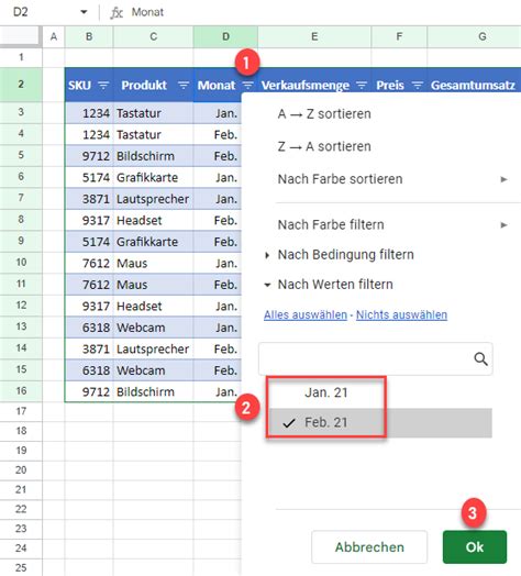 Gefilterte Zeilen in Excel und Google Sheets löschen Automate Excel