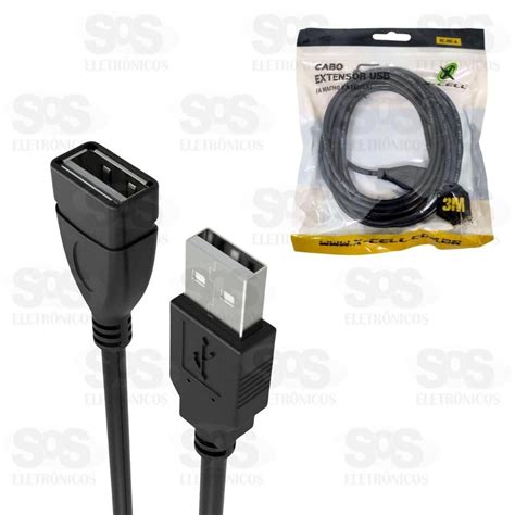 Cabo Extensor Usb Macho Para Usb F Mea Metros X Cell Xc M F A