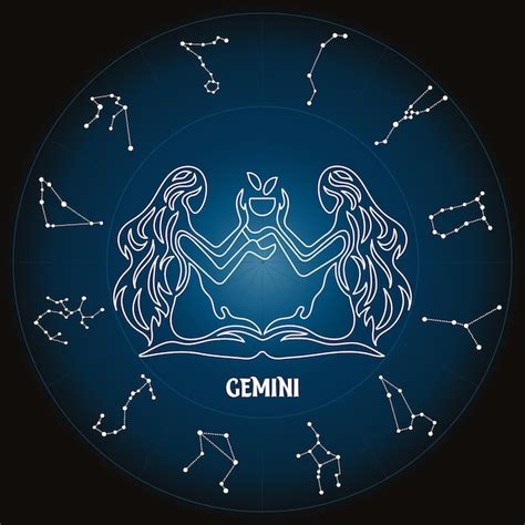 Signo Zodiacal G Minis En C Rculo Astrol Gico Con Constelaciones
