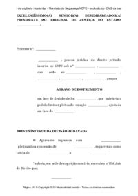 Modelo Agravo de Instrumento Tutela de urgência indeferida Mandado