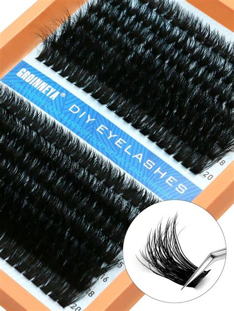 GROINNEYA 14 Rows Lash Clusters Thick Cluster Eyelash Extensions Fluffy