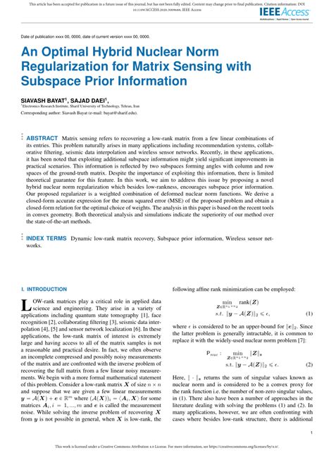 pdf an optimal hybrid nuclear norm regularization for matrix sensing with subspace prior