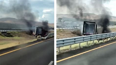Tráiler vuelca y se incendia en trágico accidente en el Km 57 de la