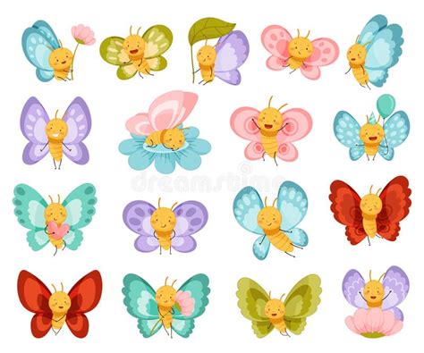 Mariposa Beb Adorable Con Alas Coloridas Gran Vector Set Ilustraci N