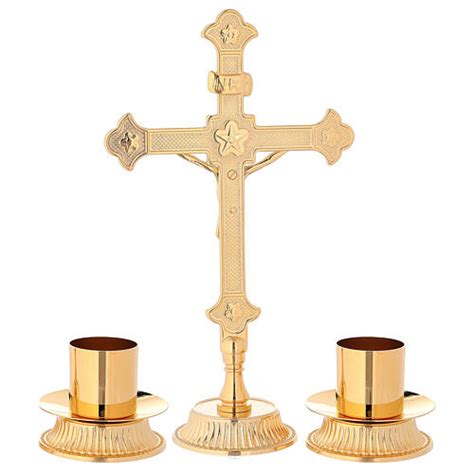 Altar Set In Gold Plated Brass Online Sales On HOLYART