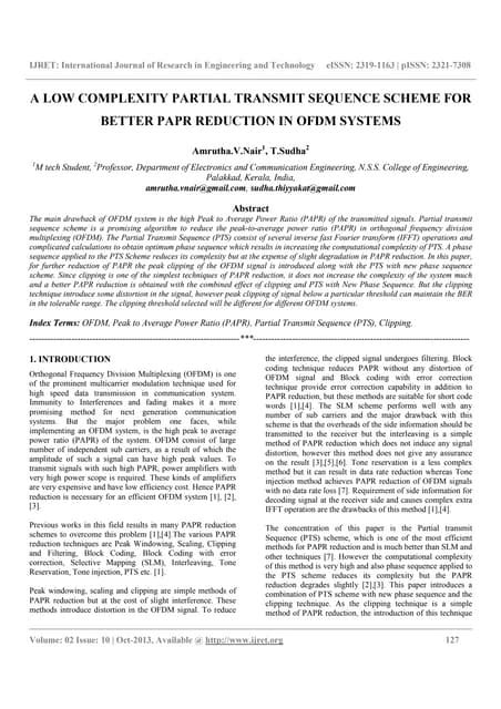 a low complexity partial transmit sequence scheme for pdf