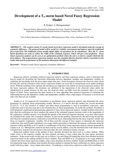 pdf development of a t w norm based novel fuzzy regression model