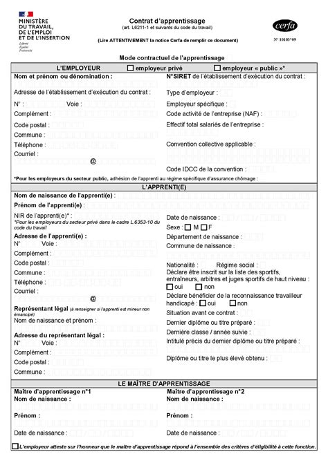 Comment Remplir Cerfa Contrat D Apprentissage Image To U