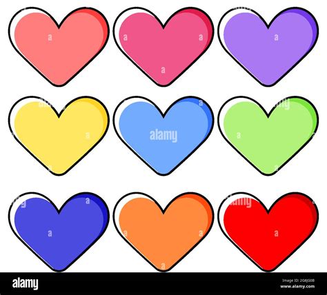 Set Of Different Colour Of Heart Hand Drawn Isolated Illustration Stock