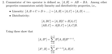solved 2 commutator of two operator is defined as [a b]