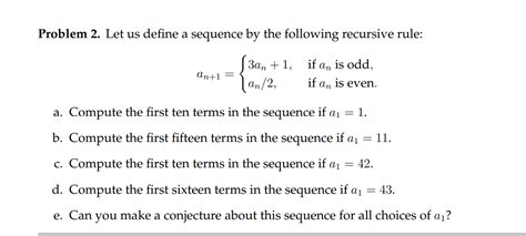 solved problem 2 let us define a sequence by the following