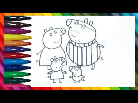 Como desenhar e colorir a Peppa Pig sua família de pijamas YouTube