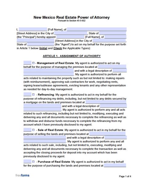 Free New Mexico Power Of Attorney Forms PDF WORD