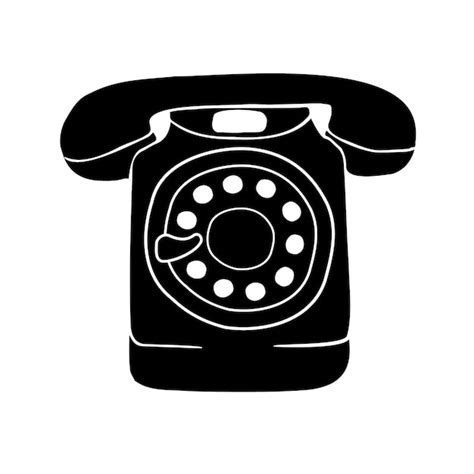 Vektor Handgezeichnete Doodle Skizze Schwarzes Retro Telefon Premium