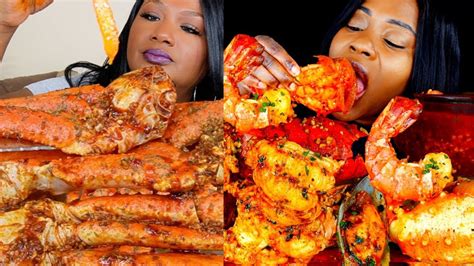King Crab Seafood Boil Mukbang Seafood Mukbang Deshelled Lobster
