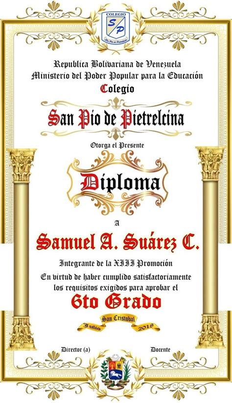 Modelos De Diplomas De To Grado Diploma Graduaci N Diplomas Sexto