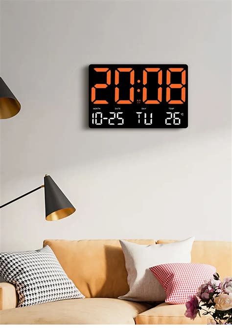 Large Digital Wall Clock With Big Led Screen Display Temperature For