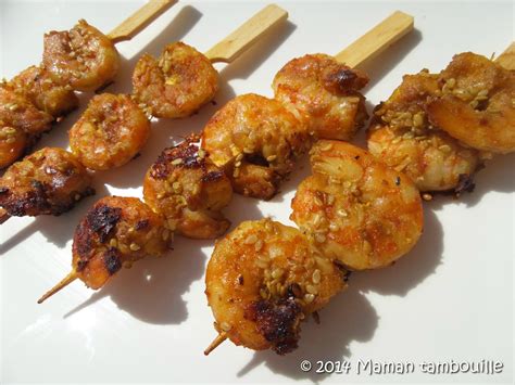 Brochettes De Crevettes Asiatiques Maman Tambouille