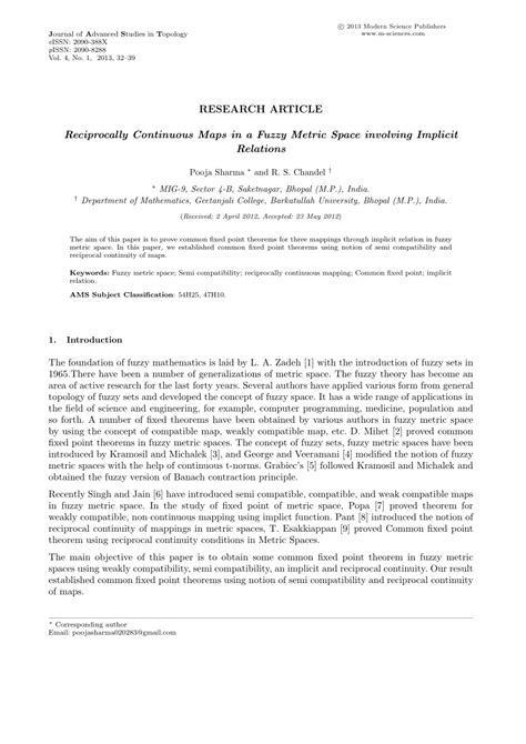 pdf reciprocally continuous maps in a fuzzy metric space involving implicit relations