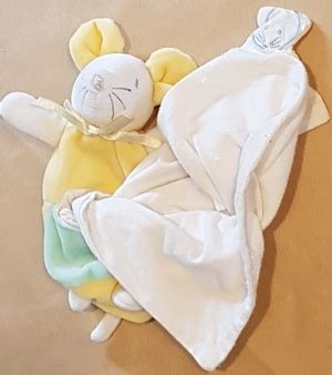 Doudou Souris Jaune Et Verte Cajou Mouchoir Blanc Sucre D Orge