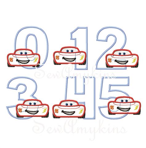 Lightning McQueen Numbers Lightning Mcqueen Digital Embroidery