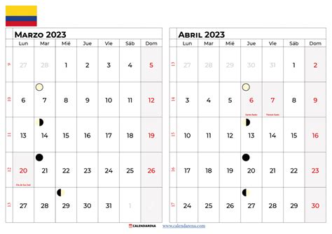 Descargar Calendario Marzo 2023 Colombia Para Imprimir