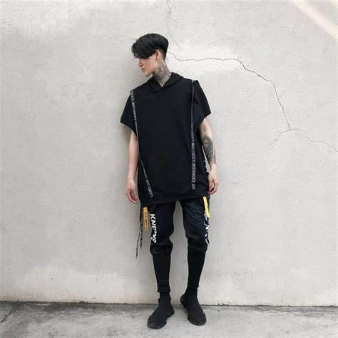 Summer Men Black T Shirt Cotton Streetwear Casual Hooded T Shirts Male