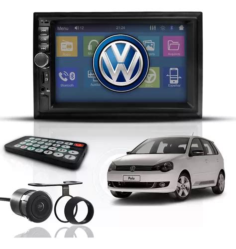 Kit Central Multimídia Mp5 2 Din Espelha Dvd Câm Polo Hatch